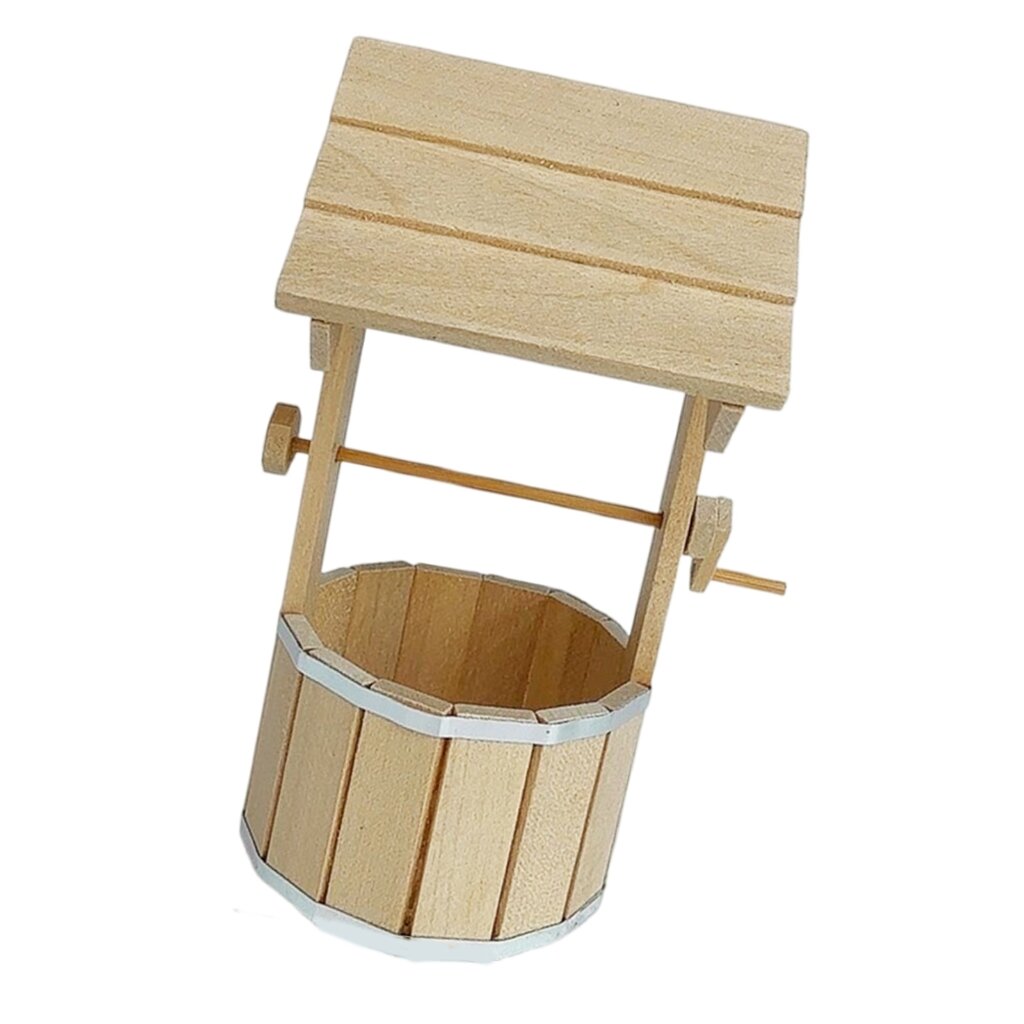 Деревянная Фигурка Модели Колодца 1/12 с Работающим Водяным Насосом Для Декораций Садовых Сцен