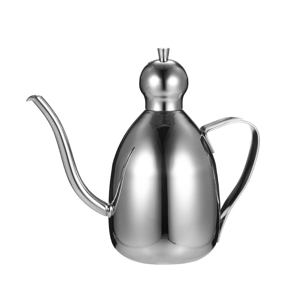 Раздаточный кувшин для масла из нержавеющей стали с крышкой и ручкой, контейнер для салатного маринада, уксуса и масла, цвет серебристый, материалы нержавеющая сталь и пластик, объем 350/500/1000 мл, комплект 1 кувшин и 1 крышка