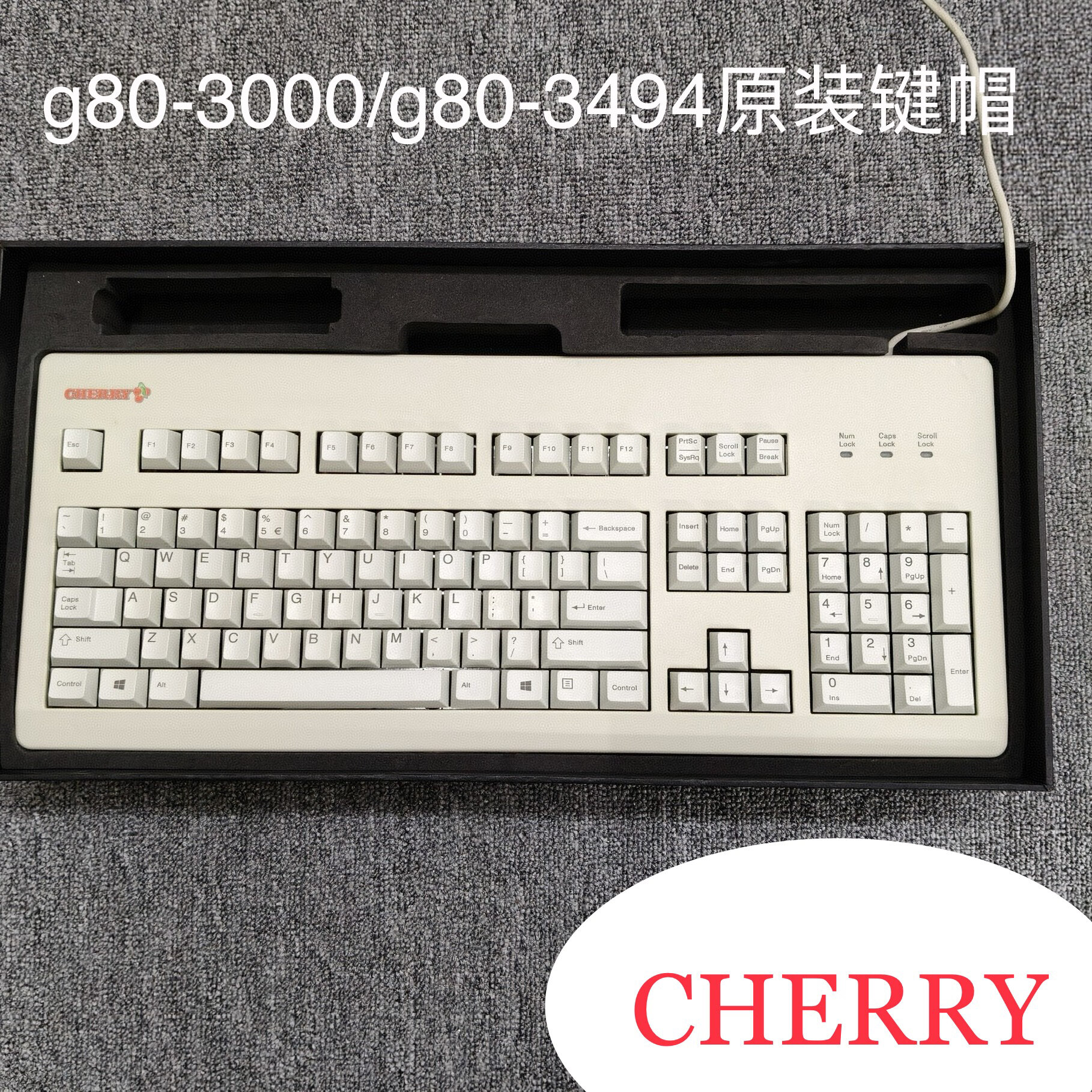 Клавиатура CHERRY Cherry G80-3494 3000, оригинальная черная накладка на клавишу, белая, PBT, аксессуар для механической