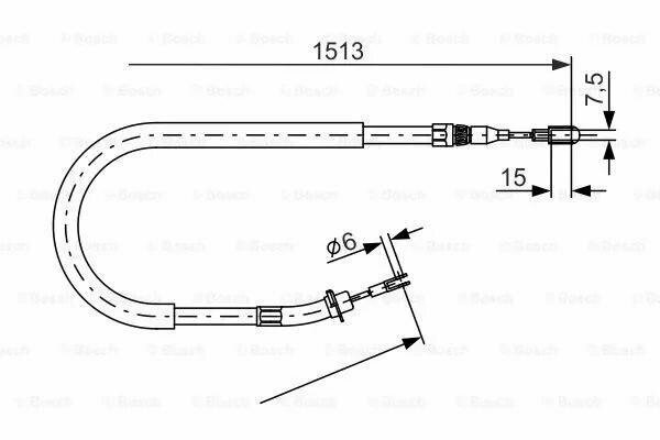 Трос ручного тормоза BOSCH 1987477852 Mercedes Sprinter 95-06, VW LT28-35, 28-46 96-06