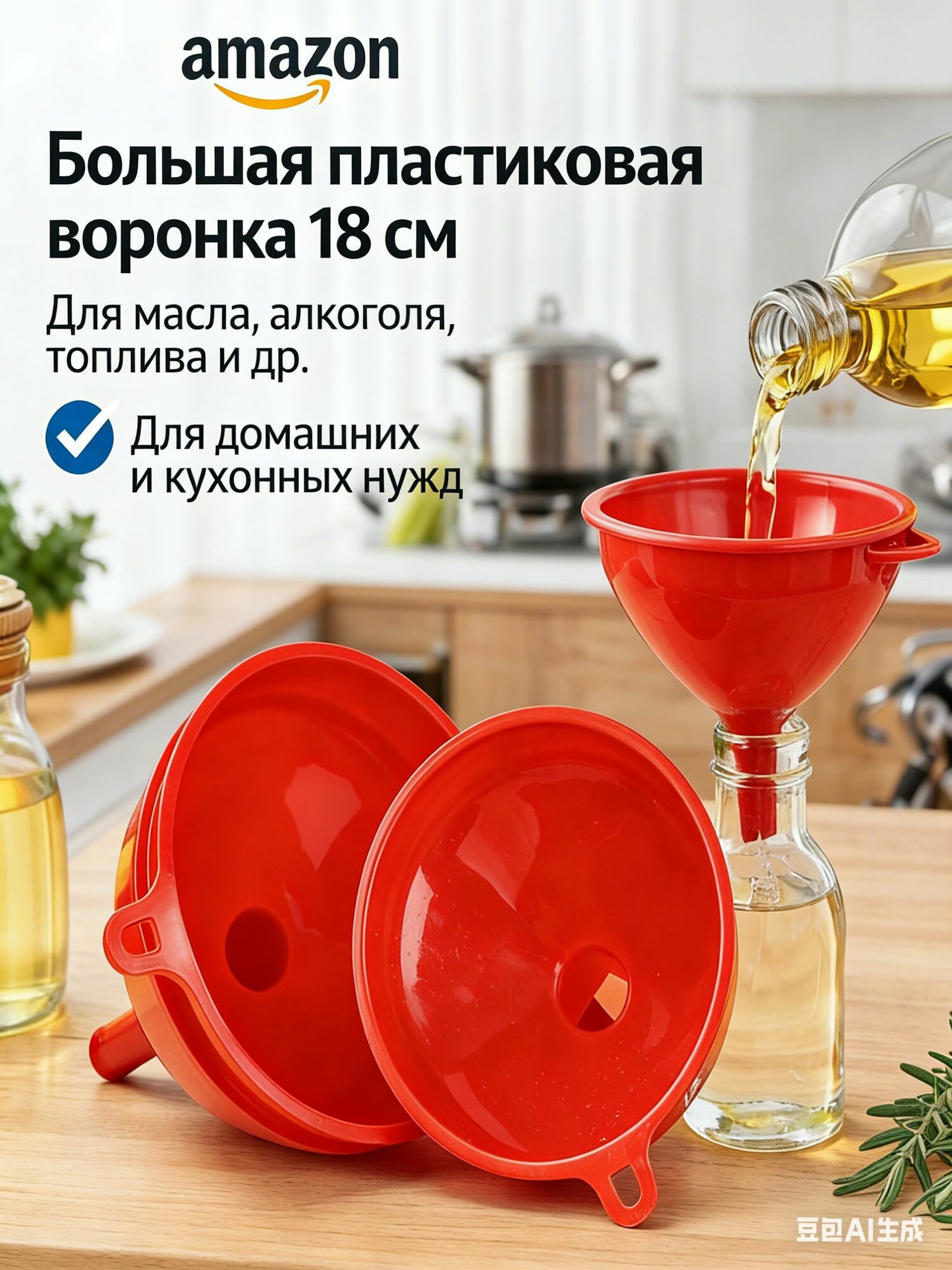 Воронка кухонная большая пластиковая 180 мм