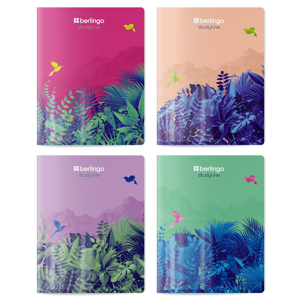 Тетрадь 48л, A5, клетка Berlingo "Flower Art", 80г/м2, софт-тач, ассорти, 12 штук, 380576