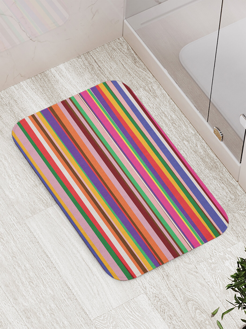 Коврик для ванной комнаты, туалета "Красочные линии" противоскользящий, 52х77 см, JoyArty