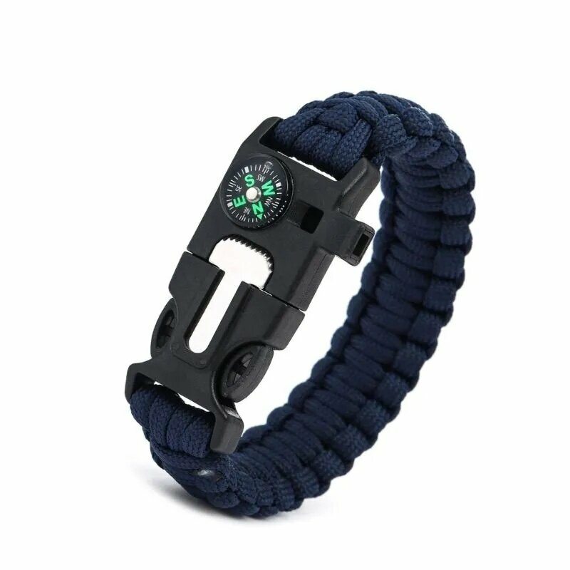 (1шт) Многофункциональный браслет для выживания с компасом "Пять в одном"-темно-синий