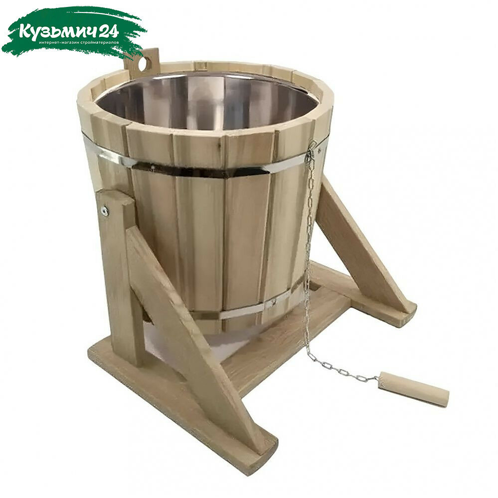 Ведро обливное R-SAUNA МД-65, объем 20 л, Дуб, вставка из нержавеющей стали, для бани и сауны, дерево, 1 шт.