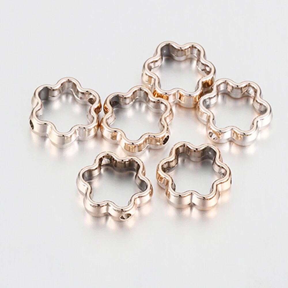 Бусины-рамки цветочные, Розовое золото, 12mm