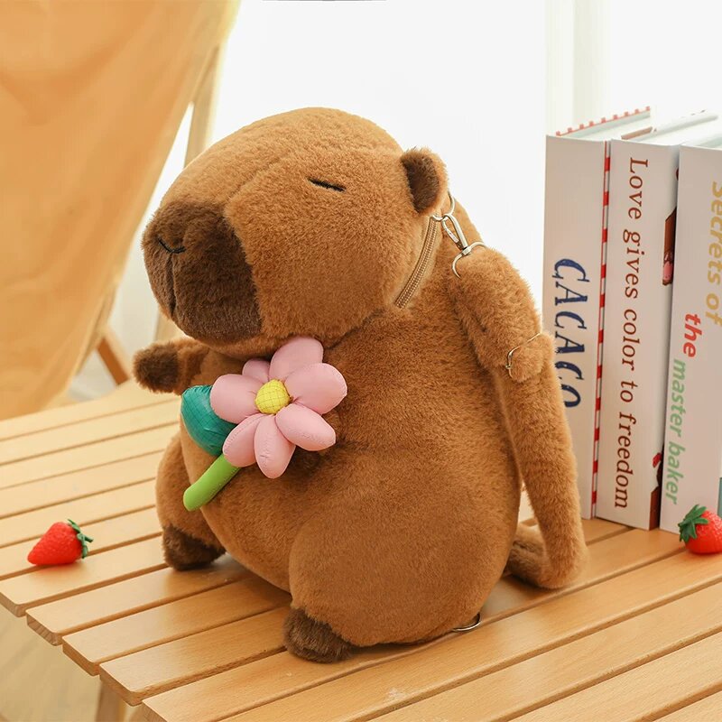 Плюшевая игрушка-рюкзак в виде капибары, популярная в интернете, для девочек, подарок на день рождения для детей, сумка