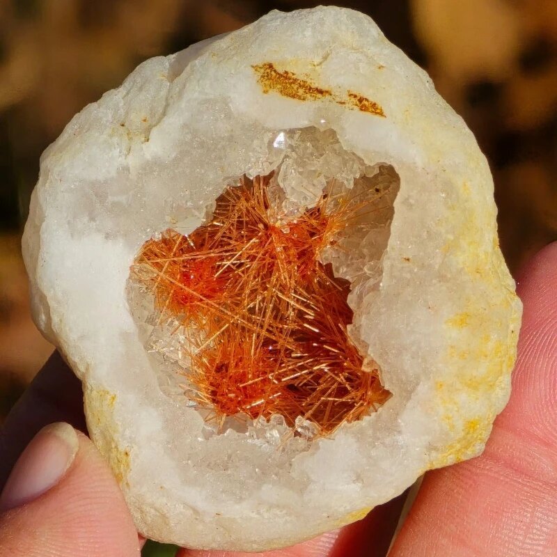 Натуральный кварцевый геод с рутилом из Марокко CrystalHola