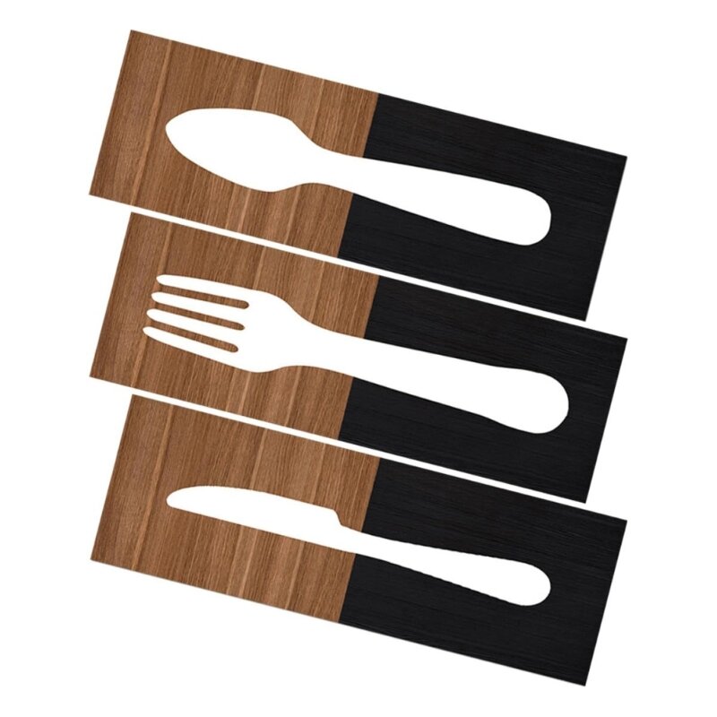 Ножи, вилки и ложки для украшения стен домашней кухни деревянными табличками