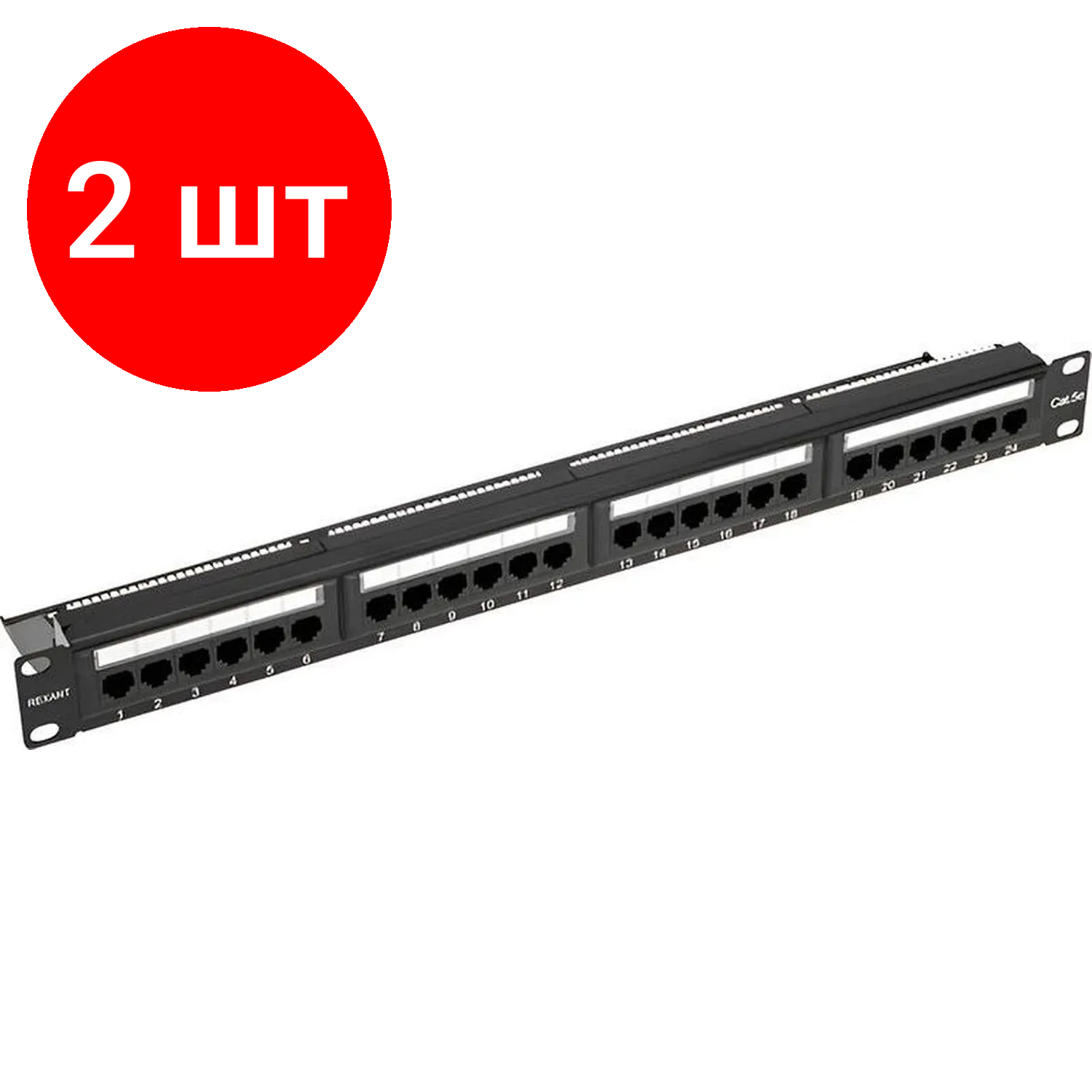 Комплект 2 штук, Патч-панель REXANT (02-0031) с кабельн орг.19.1U,24 порта, UTP, RJ-45, CAT5e
