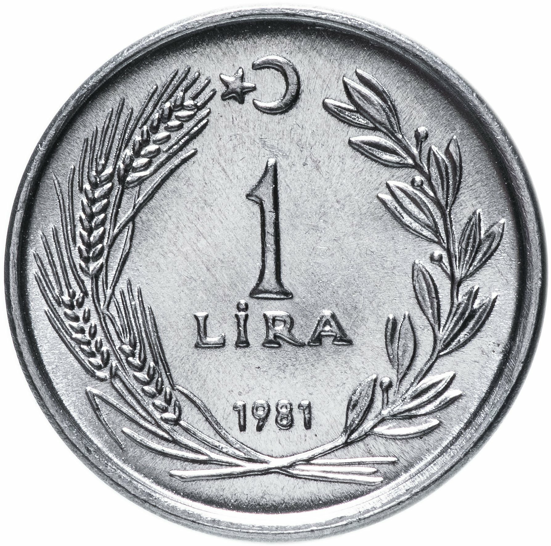 Турция 1 лира lira 1981, Алюминий, в сохранности UNC