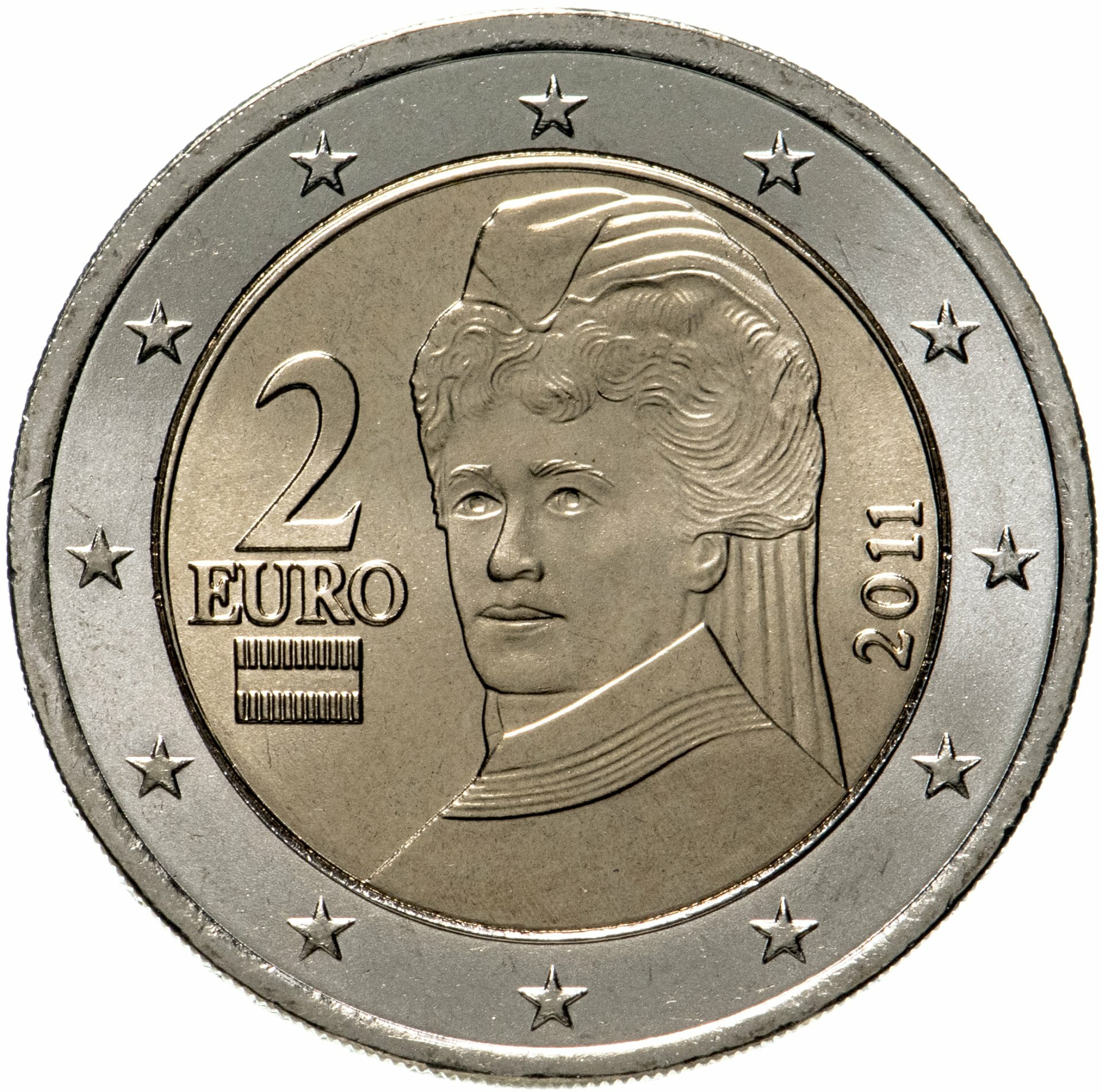 Австрия 2 евро euro 2011 обычная, Биметалл, в сохранности UNC