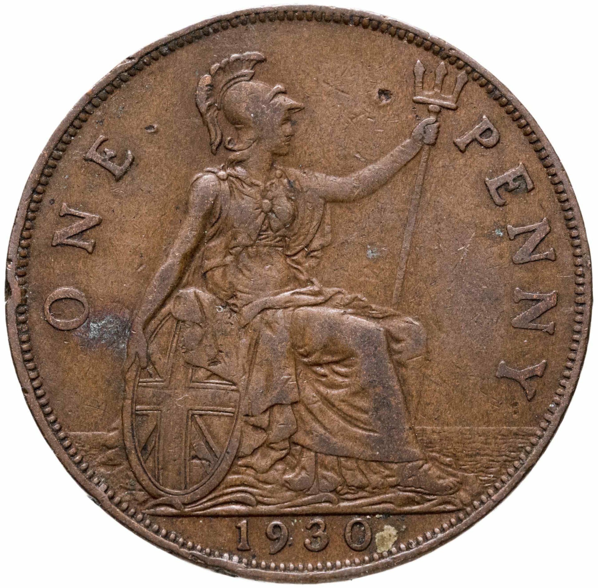 Великобритания 1 пенни penny 1930, Бронза, в сохранности VF