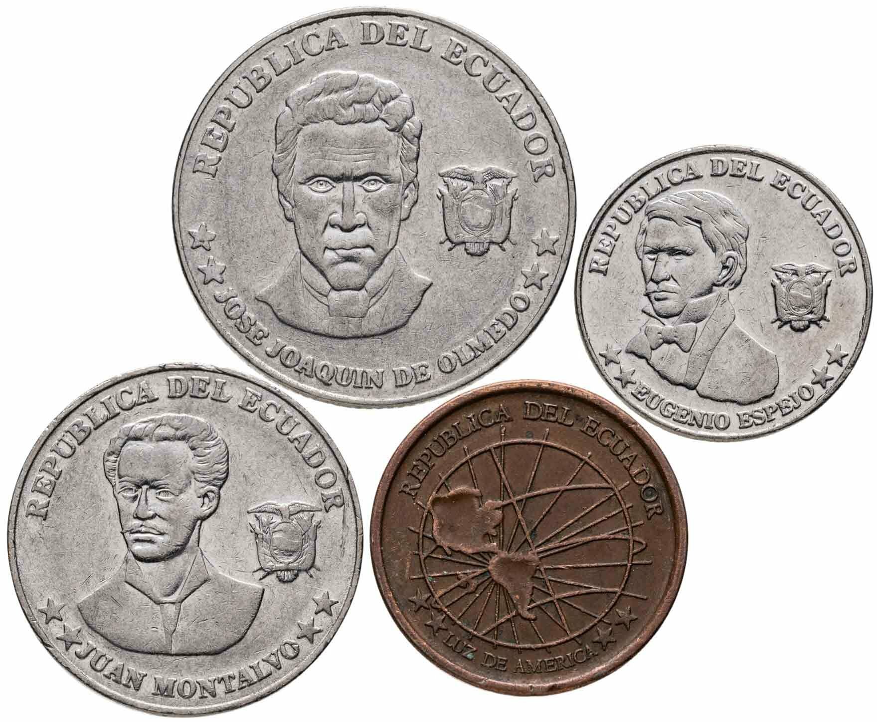 Эквадор набор монет для обращения 2000-2003 4 штуки, Латунь, Нержавеющая сталь, в сохранности VF-XF