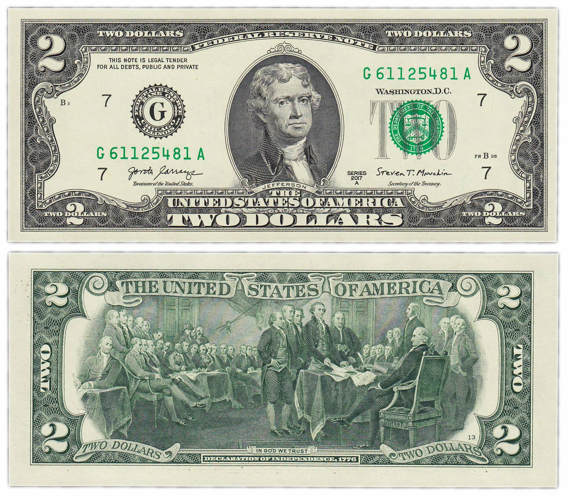 США 2 доллара 2017 G* - Чикаго