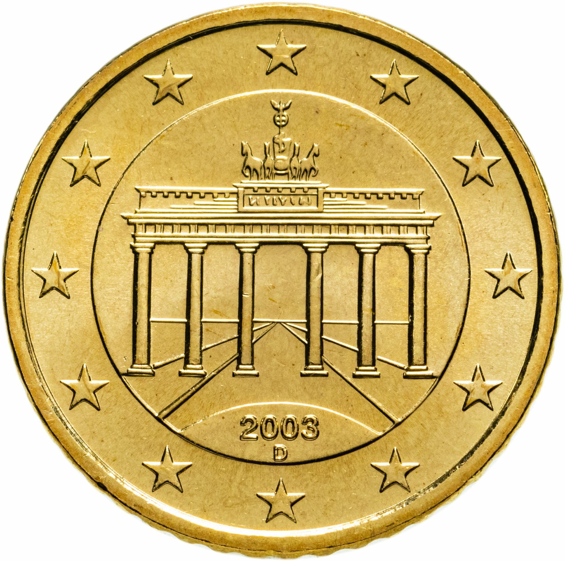 Германия 50 евроцентов euro cent 2003 двор D, Латунь, в сохранности UNC
