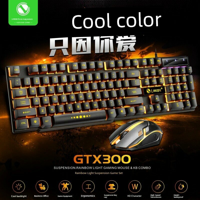 Проводная клавиатура и мышь, набор в стиле панк, ретро, светящаяся круглая клавиатура, механическое ощущение,