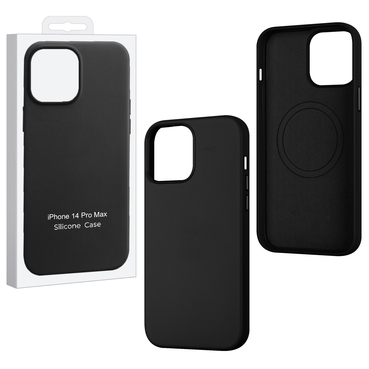 Чехол для iPhone 14 Pro Max Silicon Case Midnight, анимация NFC, поддержка беспроводной зарядки, черный