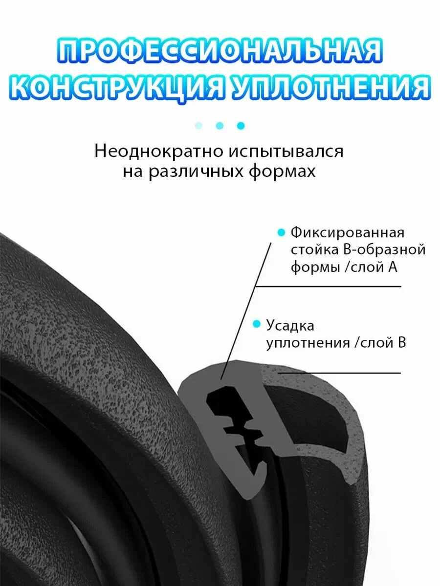 Уплотнитель для автомобильных дверей 160 см, черный уплотнительная резинка для двери автомобиля — фото 1