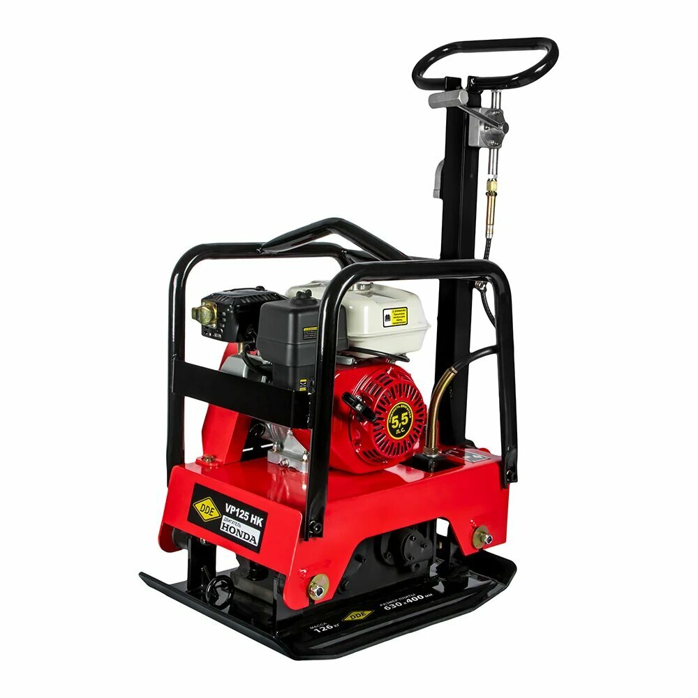 Виброплита DDE VP125-HK 908-764, легкой, стальная конструкция с бензиновым 4‑тактным двигателем Honda, реверсивный ход