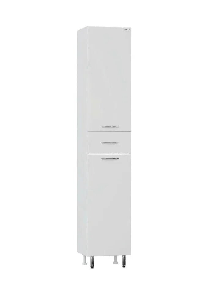 Шкаф-пенал для ванной Onika Модерн 36 с бельевой корзиной, напольный, 36 см, белый, глянцевый, с ящиком, с дверками