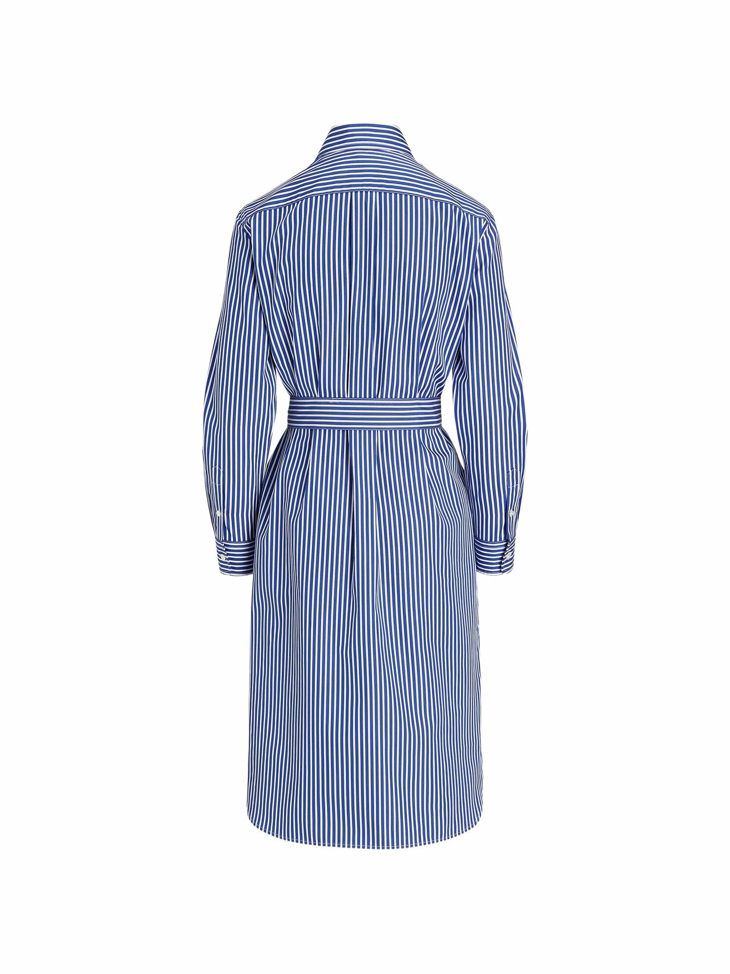 Платье Polo Ralph Lauren Striped-pattern belted midi dress, размер 2, синий — фото 1