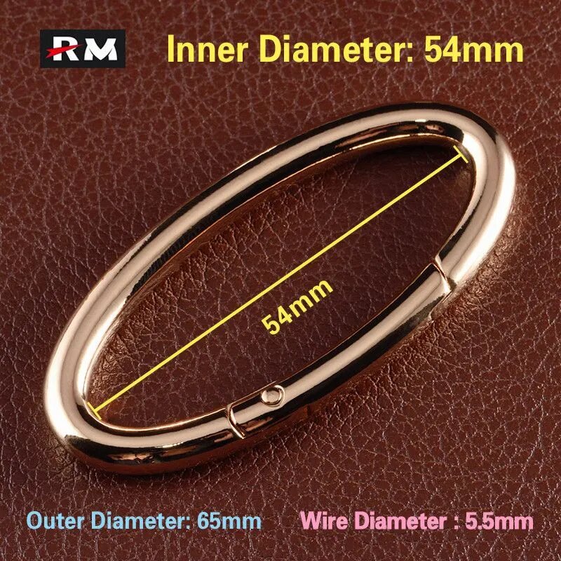 Овальный металлический Карабин для сумки, Съемная пружинная пряжка, брелок, Внутренний диаметр 5,4 см, золотой, 2 шт