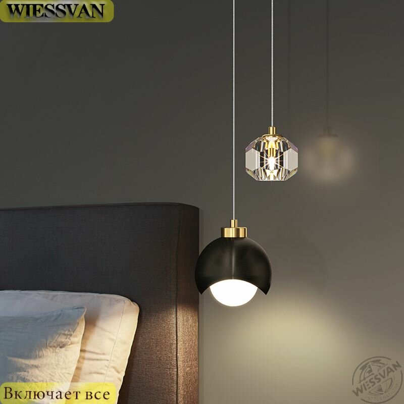 Wiessvan Черная люстра, люстра, G9 E27,10W Кристалл, Триколор, пульт дистанционного управления