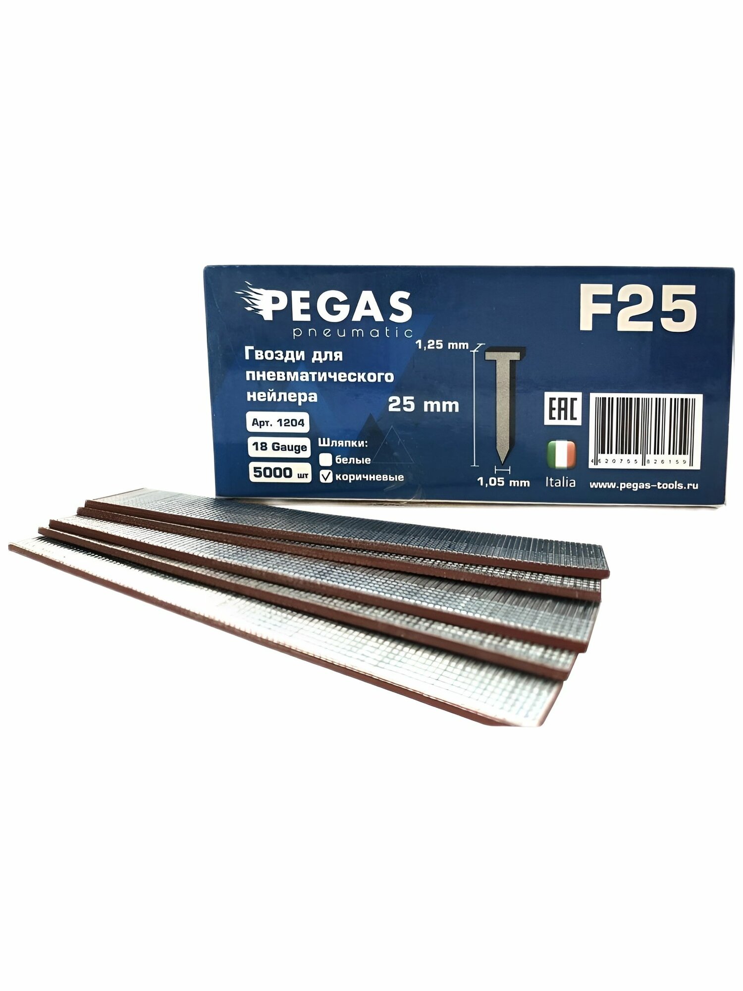 Гвозди Pegas pneumatic F25 уп. 5000 шт 25мм , 1.05x1.25мм (1204)