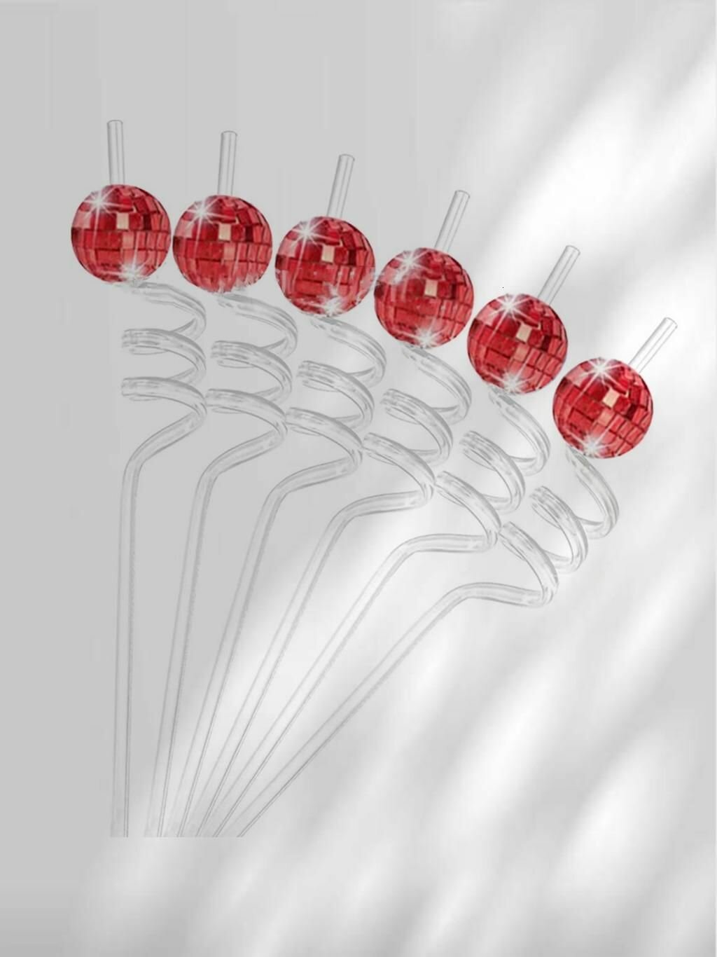 Многоразовые соломинки и зеркальные мешалки для коктейлей, красный