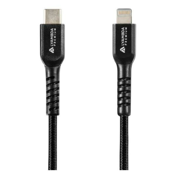 Кабель LYAMBDA USB MFI Type-C(m)/Lightning(m) 3A 0.5м Black