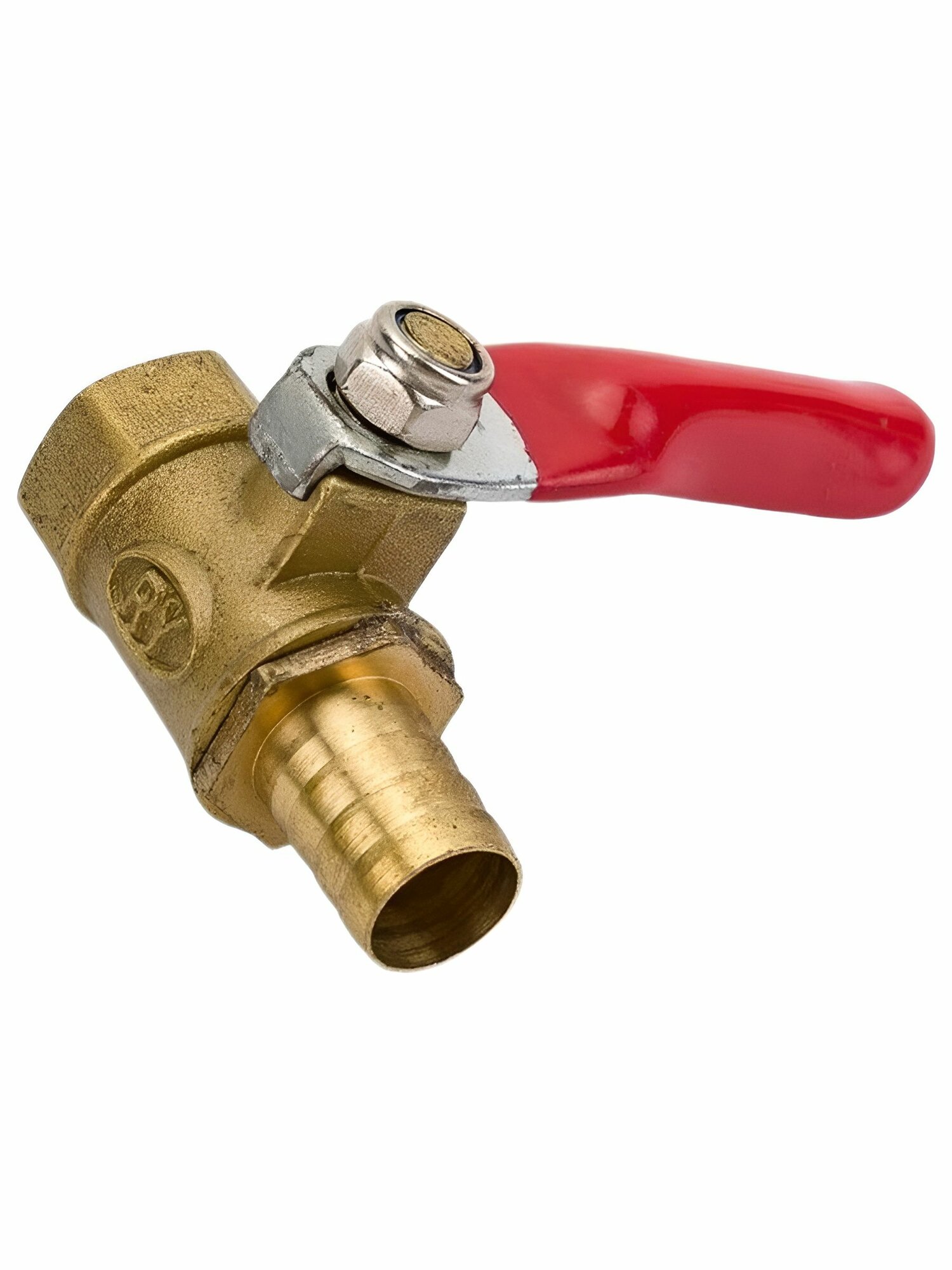 Кран шаровый внутренняя резьба 1/4"F на елочку 10 мм, латунь Pegas pneumatic 4418