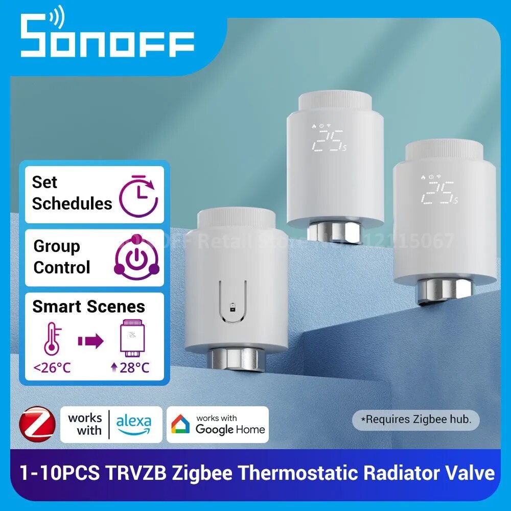 Sonoff TRVZB Zigbee термостатический клапан для радиатора, умный термостат, управление температурой, Alexa, 1 шт