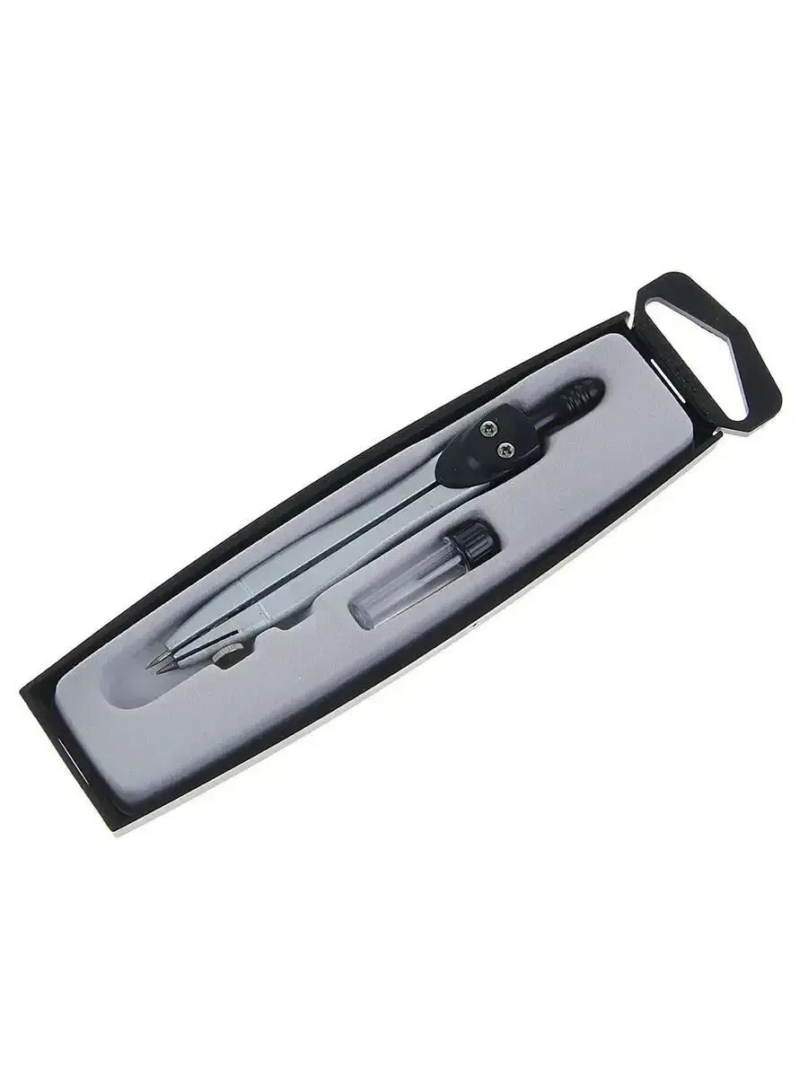 Циркуль металлический 120мм в пенале, с запасными грифелями