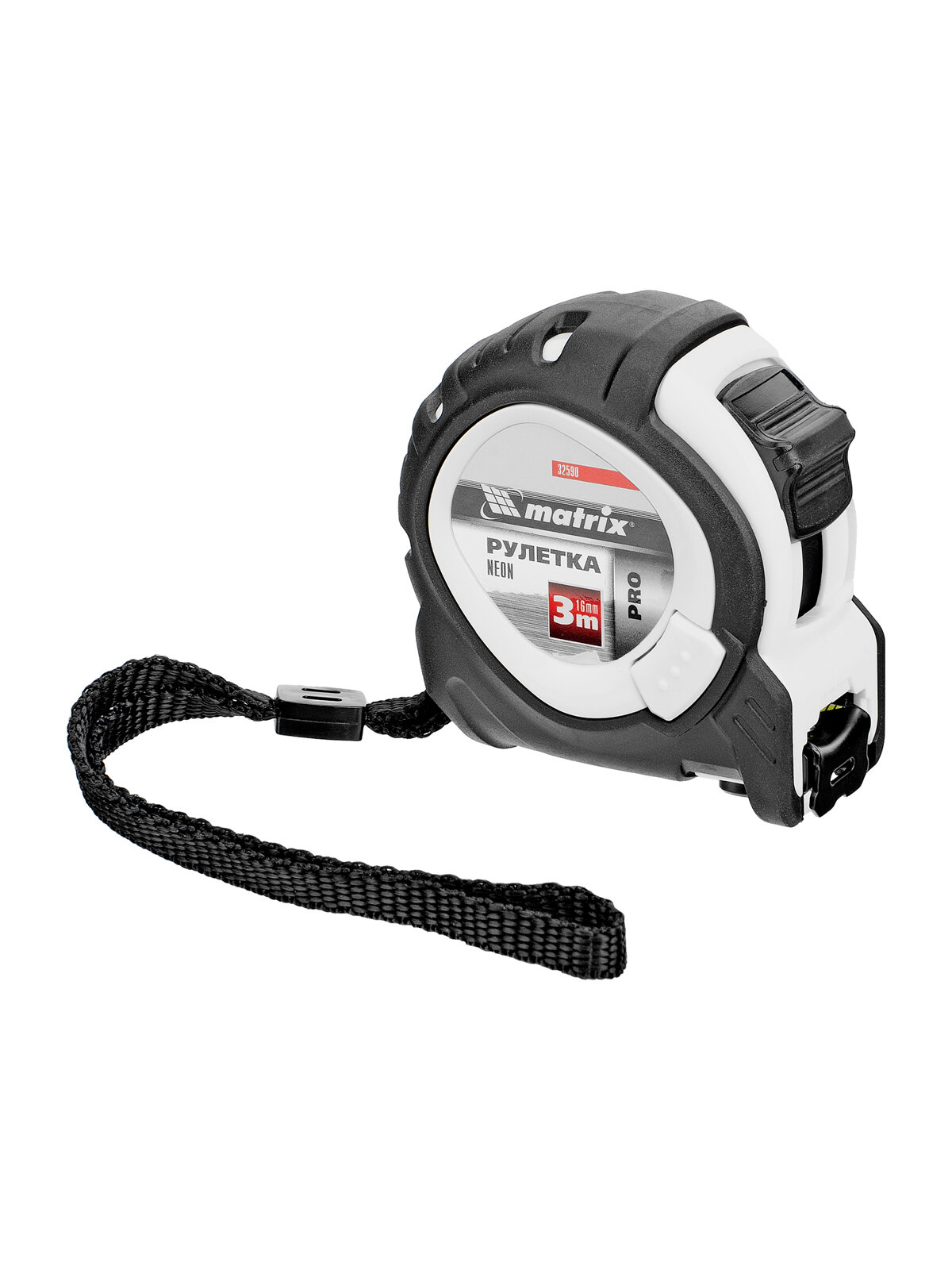 Рулетка Matrix Neon 3 м x 16 мм, обрезиненный корпус, 3 фиксации, PRO 32590