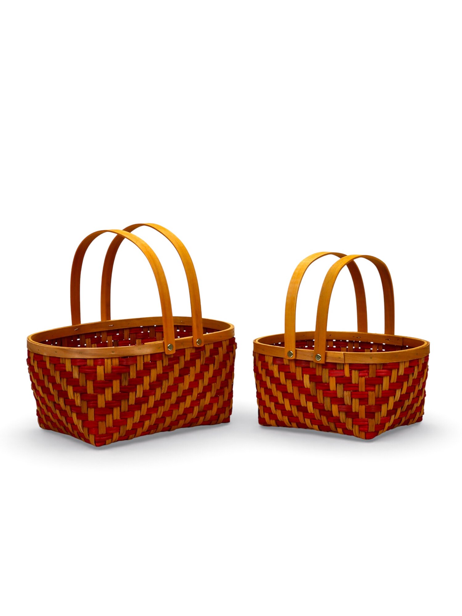 Корзина плетёная для хранения, с ручкой, ива, красно-коричневая, набор 2 шт.