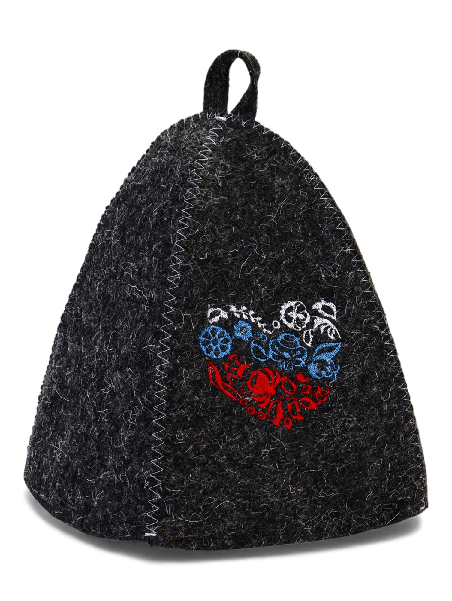 Шапка для бани и сауны «Цветочный триколор», полиэфир, шерсть, серая