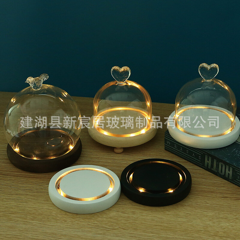 День святого Валентина Вечный цветок Сердце Стеклянная крышка Крышка для птицы Крышка для кактуса Сферическая крышка Ремесло