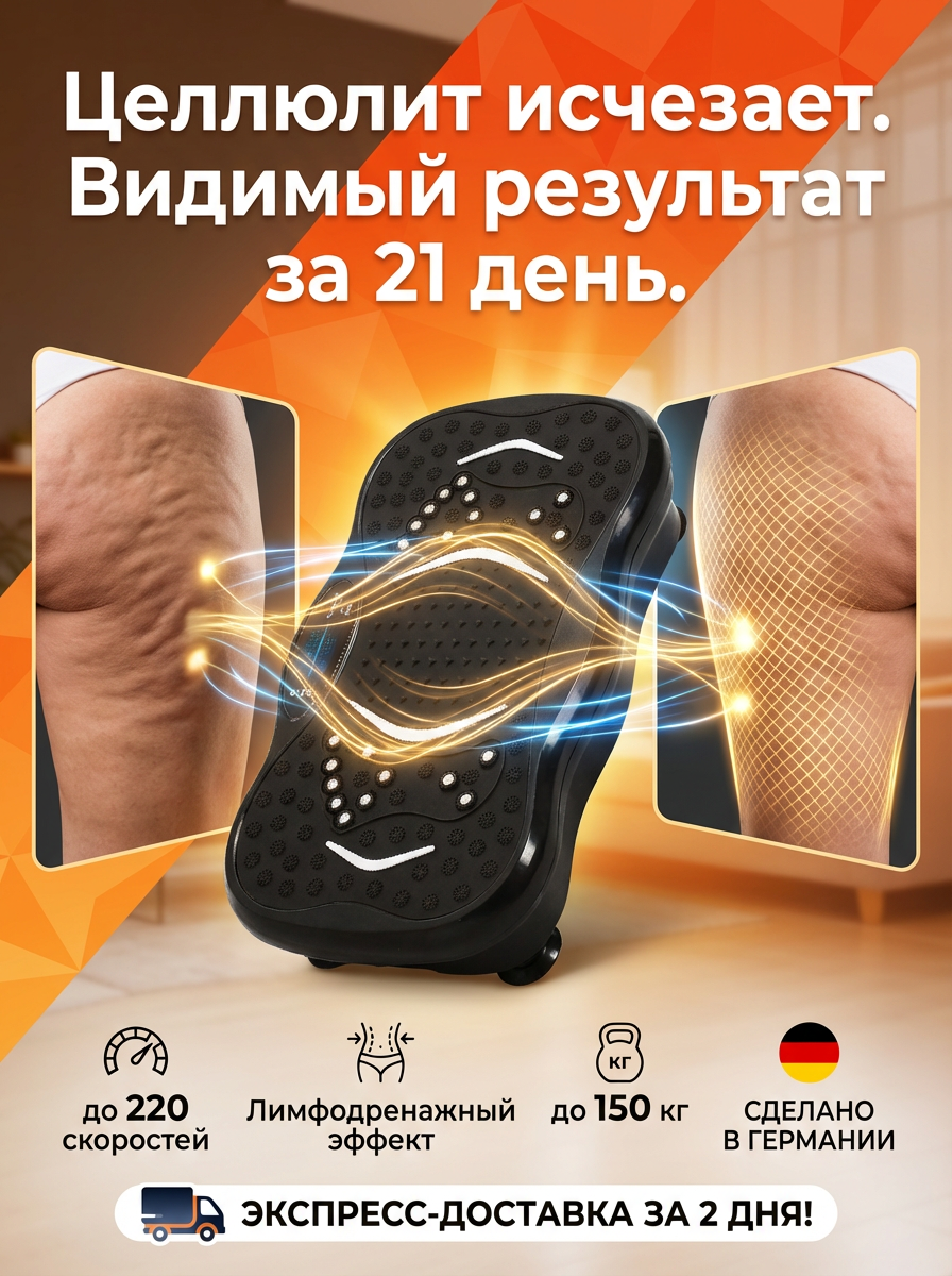 Виброплатформа для похудения 150 кг тренажер кардио степпер, пульт, чёрный, с Bluetooth