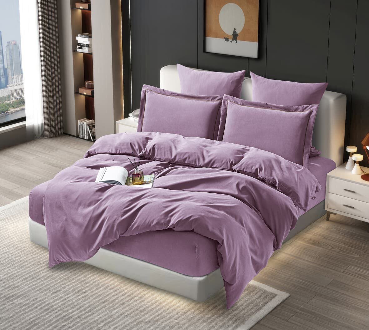 Комплект постельного белья бархатный Сатин размер 1.5 полуторный простыня на резинке