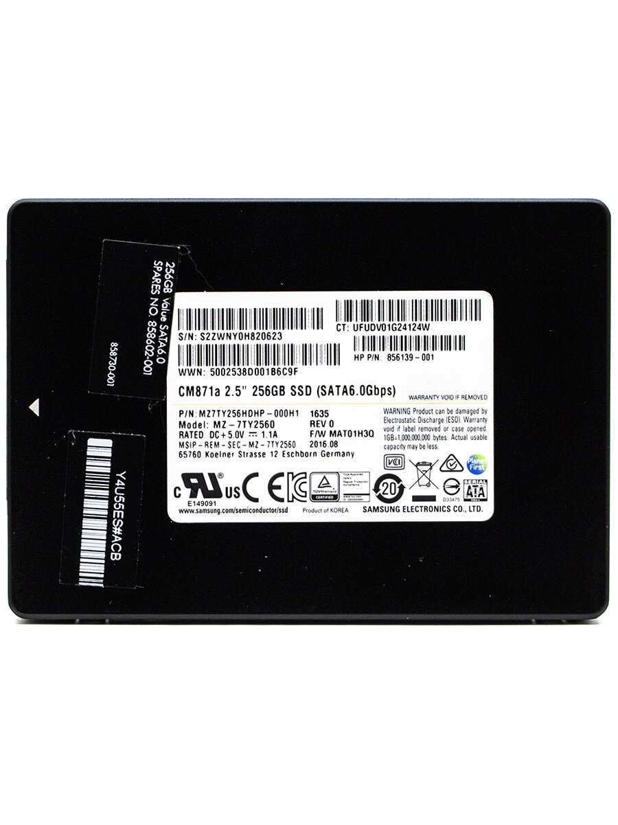 SSD диск SATA 2,5" Samsung CM871a MZ7TY256HDHP-000H1 256GB время работы 39328 часа