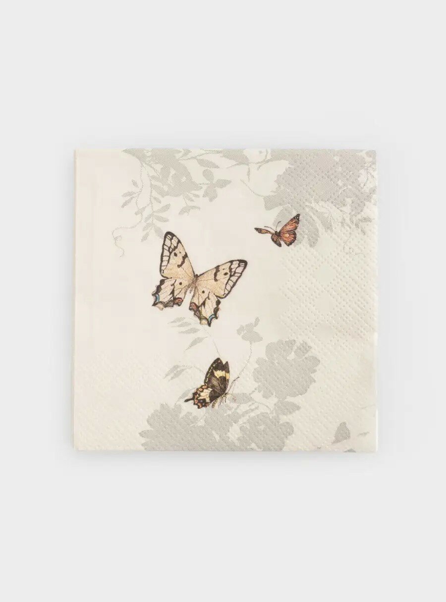 Салфетки бумажные, 21✕21 см, 20 шт, квадратные, белые, Бабочки, Butterfly garden (Anna Lafarg)