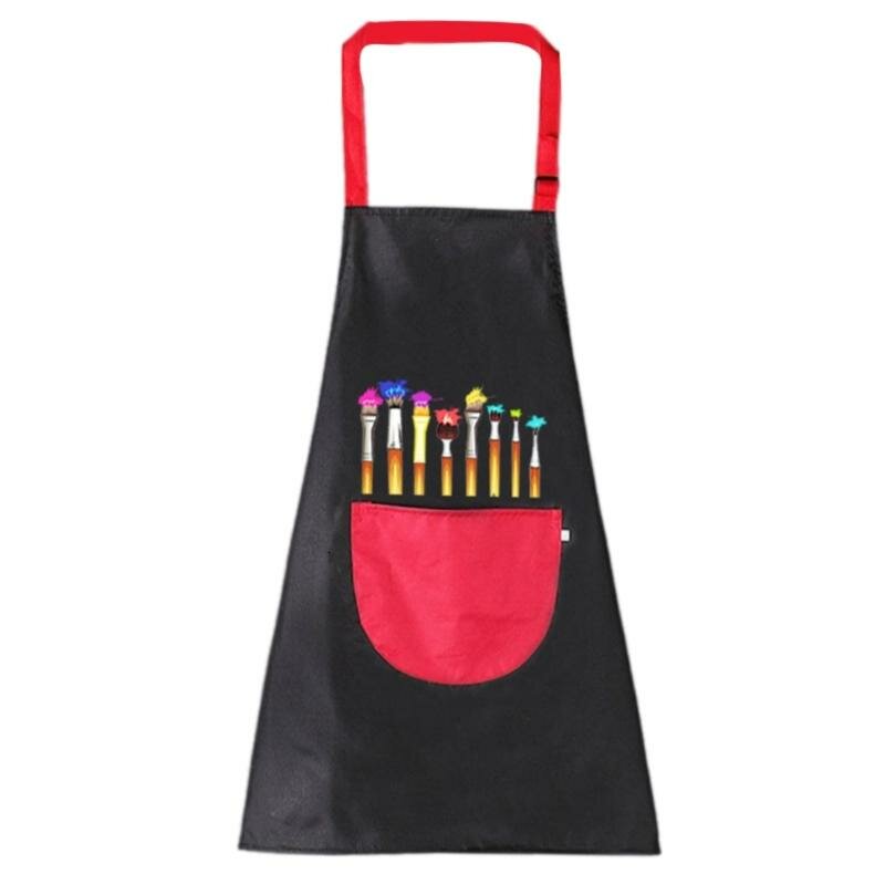 Детский фартук для рисования, Черно-красная кисть - Большой