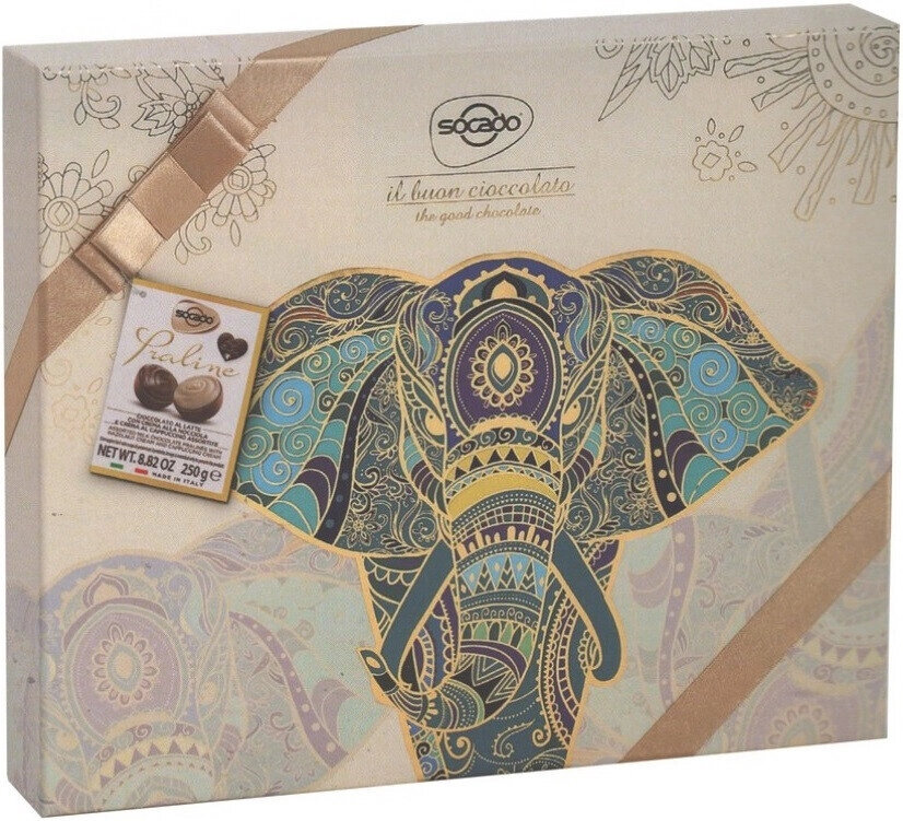 Конфеты SOCADO ассорти слон с пралине и кремом капучино "MANDALA" 250г