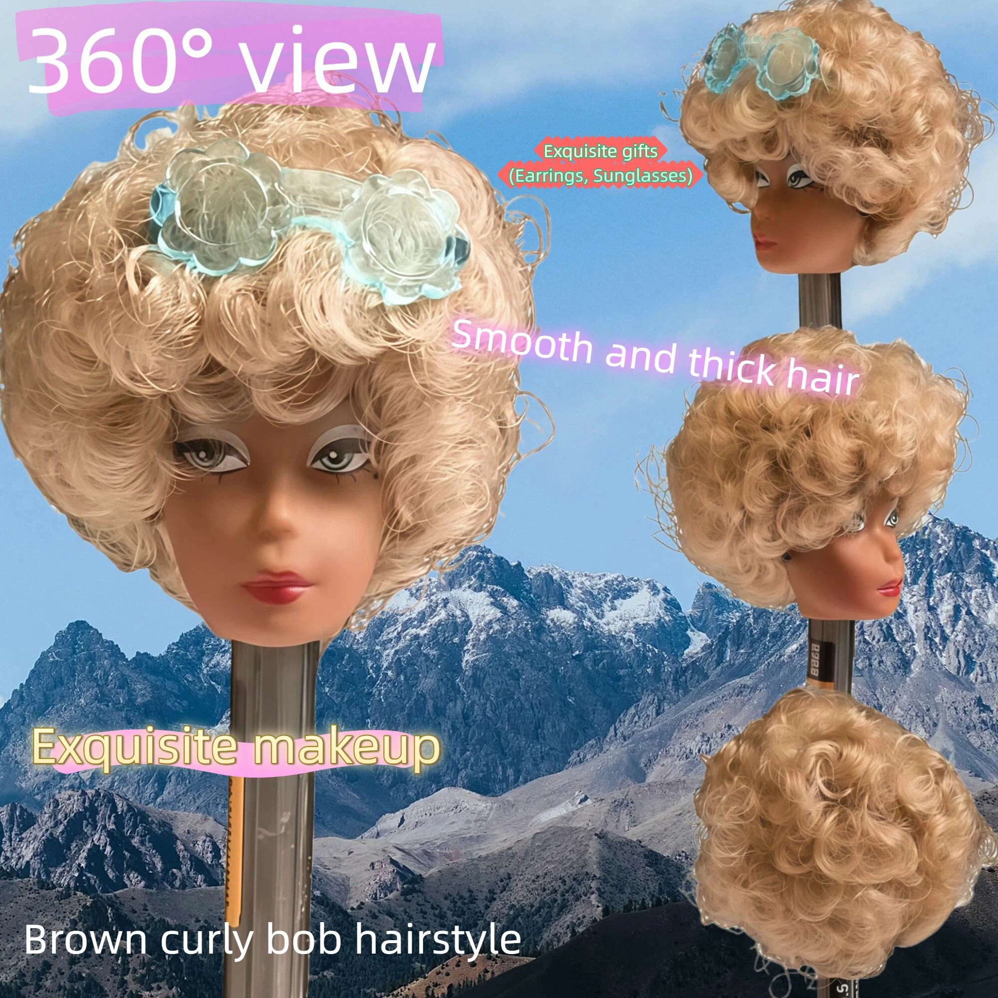 Голова куклы сестры Цундере, голова куклы-супермодели, изысканный макияж, гладкие волосы, бесплатные прозрачные очки*2+1 пара цветных сережек