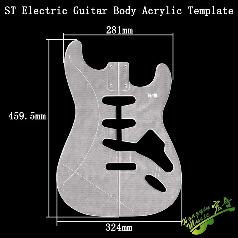 Акриловый шаблон для корпуса электрогитары ST, Template-ST