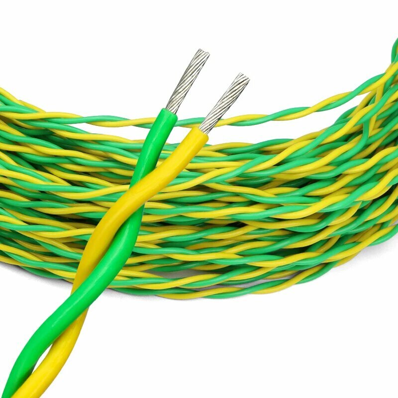 Высокотемпературный провод AFS200, витая пара, луженая медь, FEP, красный/черный/синий/желтый 24AWG (0.2mm2), Yellow Green, 10 meters
