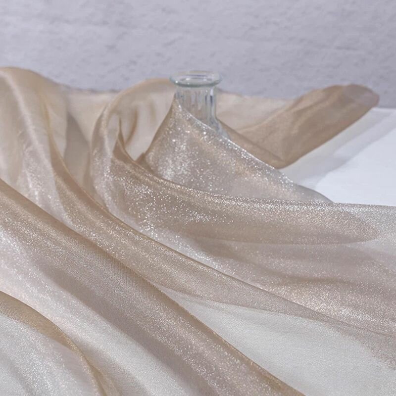 Блестящая ткань органза с пайетками "рыбья чешуя" - сверкающая жесткая ткань для свадебных платьев, вечерних нарядов, декора