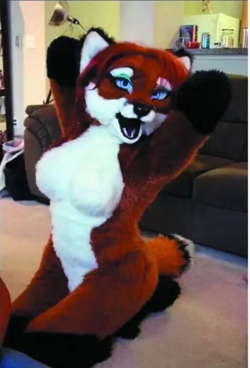 Реалистичный костюм талисмана Fox Miss, плюшевый костюм для взрослых, косплей унисекс, XL, 1