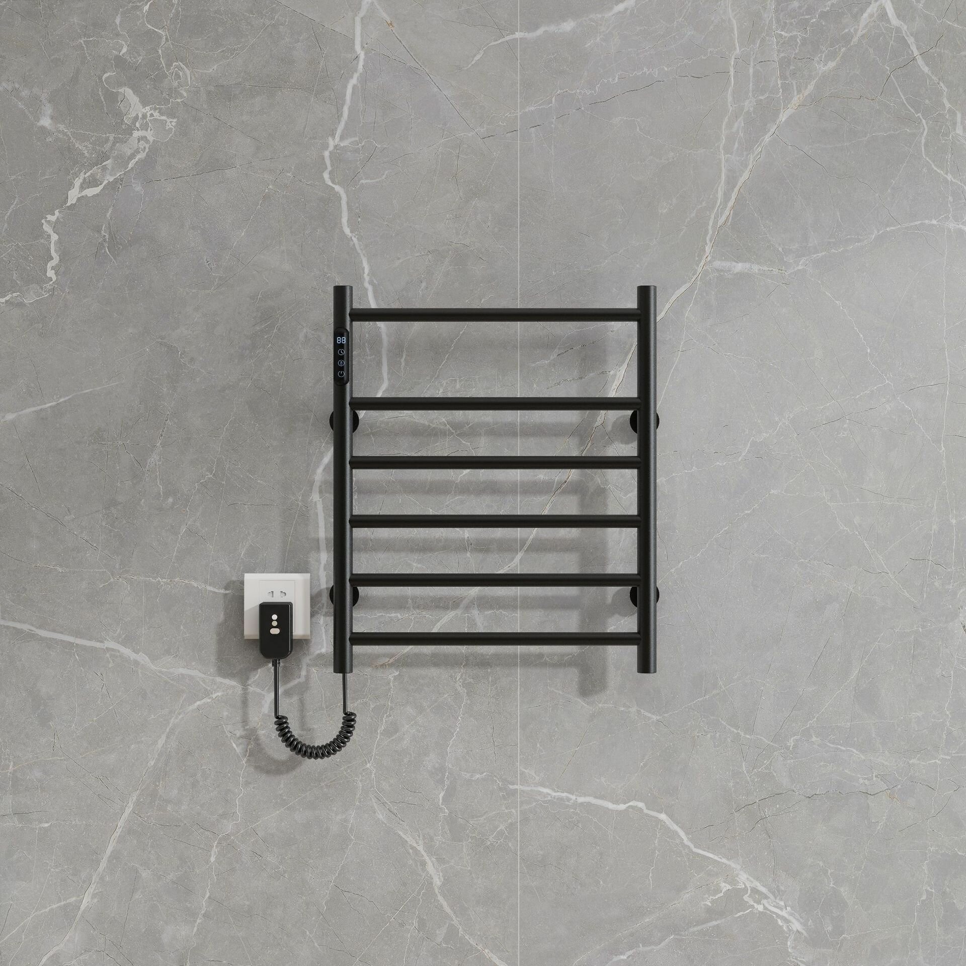 Космический алюминиевый умный электрический подогреваемый полотенцесушитель с постоянной температурой, вращающаяся стойка для хранения из нержавеющей стали без сверления